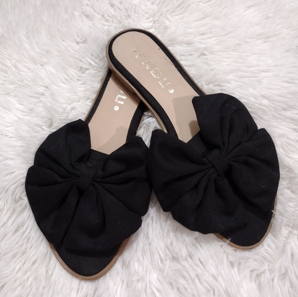 FADU | Shoes | Fadu Black Bow Slide Sandals Womens Size 8 | Poshmark